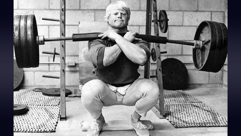 Dave Draper front squat - On Target Publications